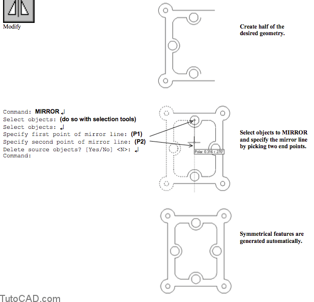 How to use MIRROR command | Tutorial AutoCAD